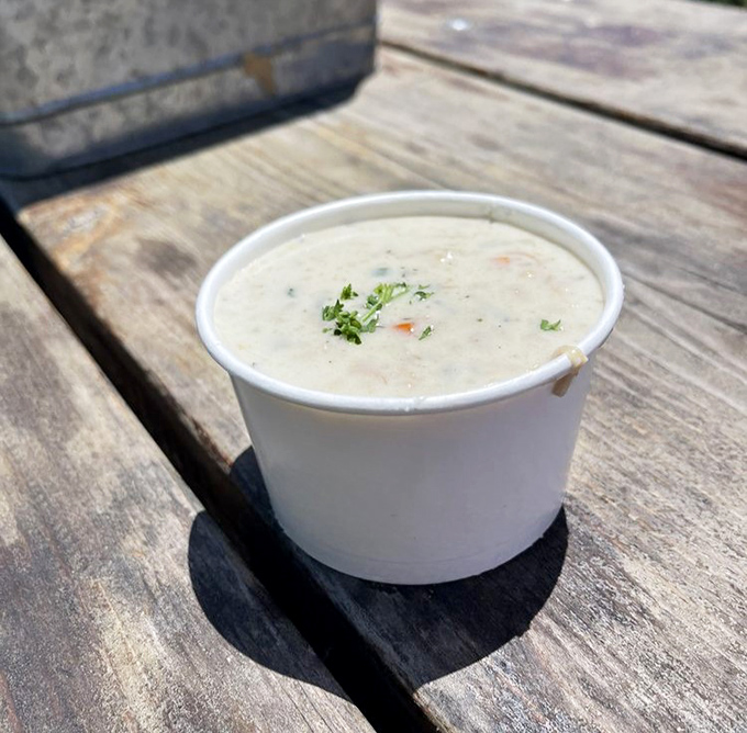 Simplicity in a cup &ndash; this creamy New England clam chowder doesn't need fancy presentation when it tastes like the ocean's finest love letter.