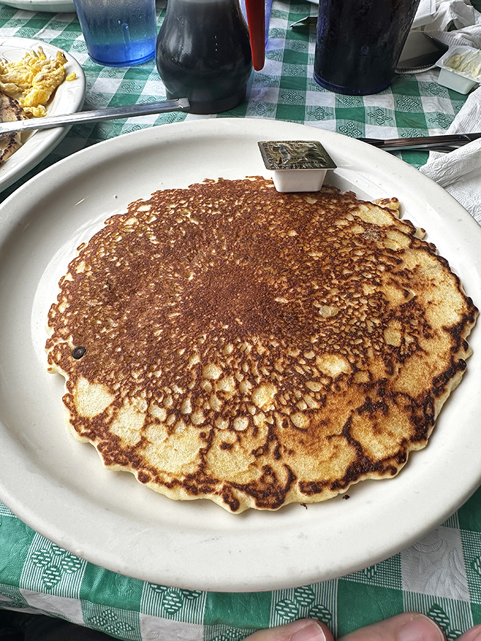 Behold the pancake in its natural habitat&mdash;perfectly golden, plate-filling, and ready to absorb maple syrup like a sponge with a purpose.