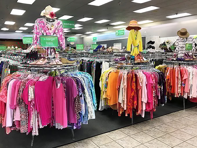 A rainbow of possibilities awaits in the clothing section. Remember when finding designer labels at these prices required a ski mask and getaway car?