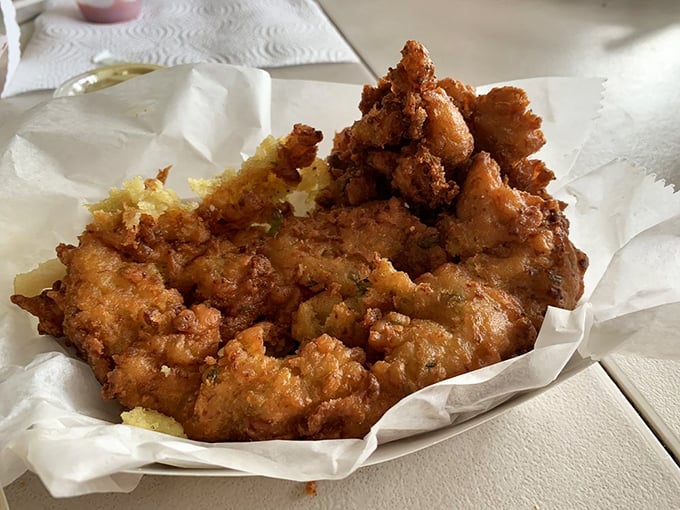 Golden-brown conch fritters that shatter with each bite, revealing tender morsels inside. The Florida Keys equivalent of finding treasure.
