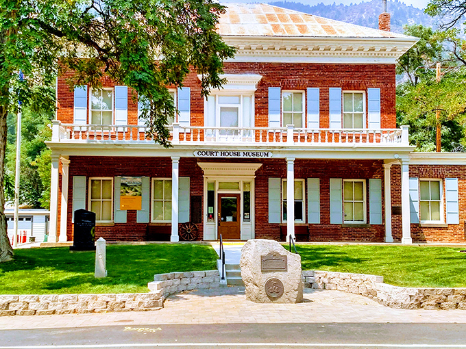 The Courthouse Museum stands proud like Nevada's own mini-Monticello, a brick-and-mortar time capsule of frontier justice.