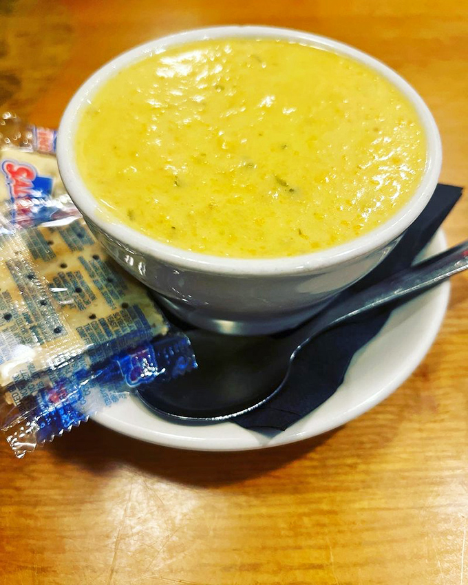 The legendary crab bisque arrives like liquid gold in a bowl&mdash;creamy, rich, and packed with enough crab to make you question why you'd ever order anything else.