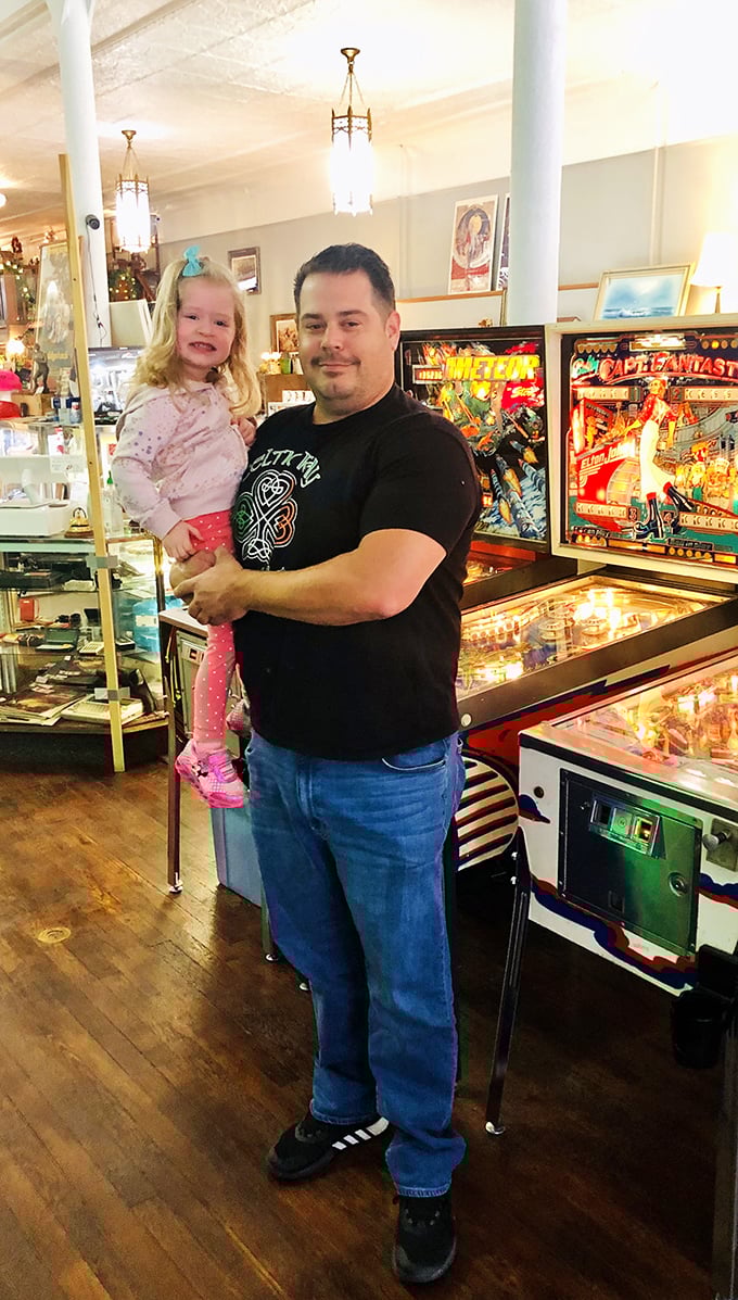 Families make memories between the aisles, where vintage pinball machines light up faces young and old with their nostalgic glow.