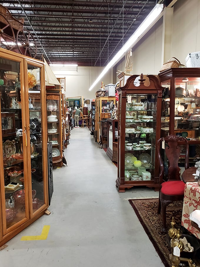These elegant display cases house fragile memories from another era. Grandmother's china never looked so tempting.