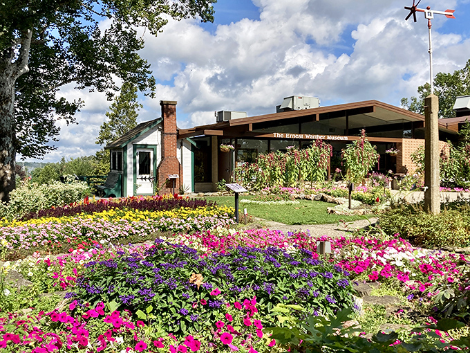 The Ernest Warther Museum & Gardens bursts with color, proving that beauty and history can coexist in perfect harmony.