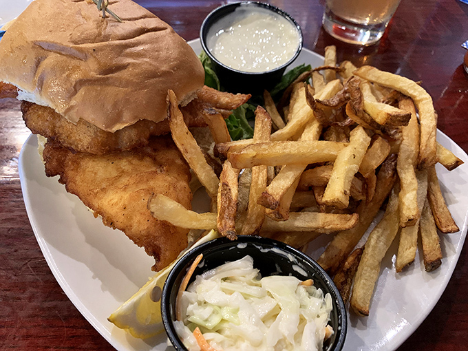 The fish sandwich that launched a thousand return visits &ndash; golden, flaky, and substantial enough to make you forget you're hundreds of miles from any ocean.