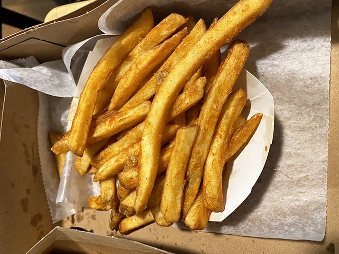 Golden, hand-cut perfection that puts franchise fries to shame. These aren't just potatoes; they're edible New Hampshire sunshine.