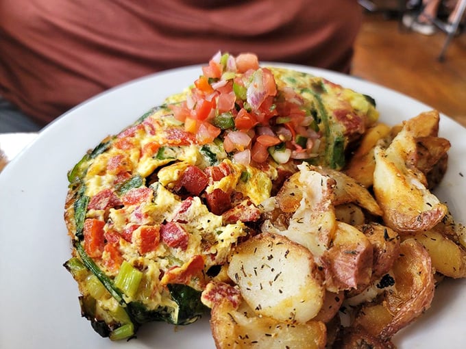 This isn't just any frittata &ndash; it's a vegetable confetti celebration with potatoes that have clearly been introduced to butter and herbs under optimal circumstances.