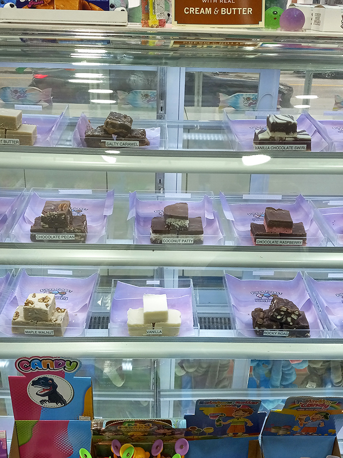 The fresh fudge counter offers a Willy Wonka-worthy selection, with flavors ranging from traditional chocolate to wild creations your dentist fears.