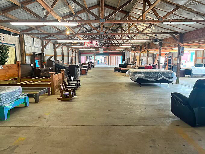 Furniture heaven awaits! This showroom could furnish your entire home&mdash;from bedroom sets to living room couches&mdash;all waiting for the right bargain hunter.