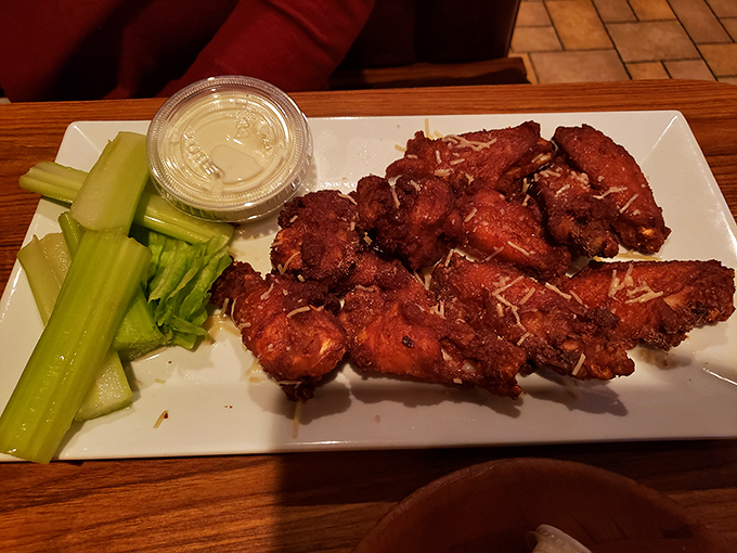 These aren't just wings; they're flavor bombs with attitude. Served with crisp celery and cool dipping sauce, they're the steakhouse's unexpected star.
