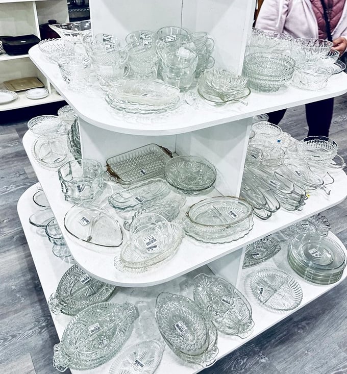 Crystal and glassware that would make your grandmother swoon—displayed with more care than most of us show our good china.