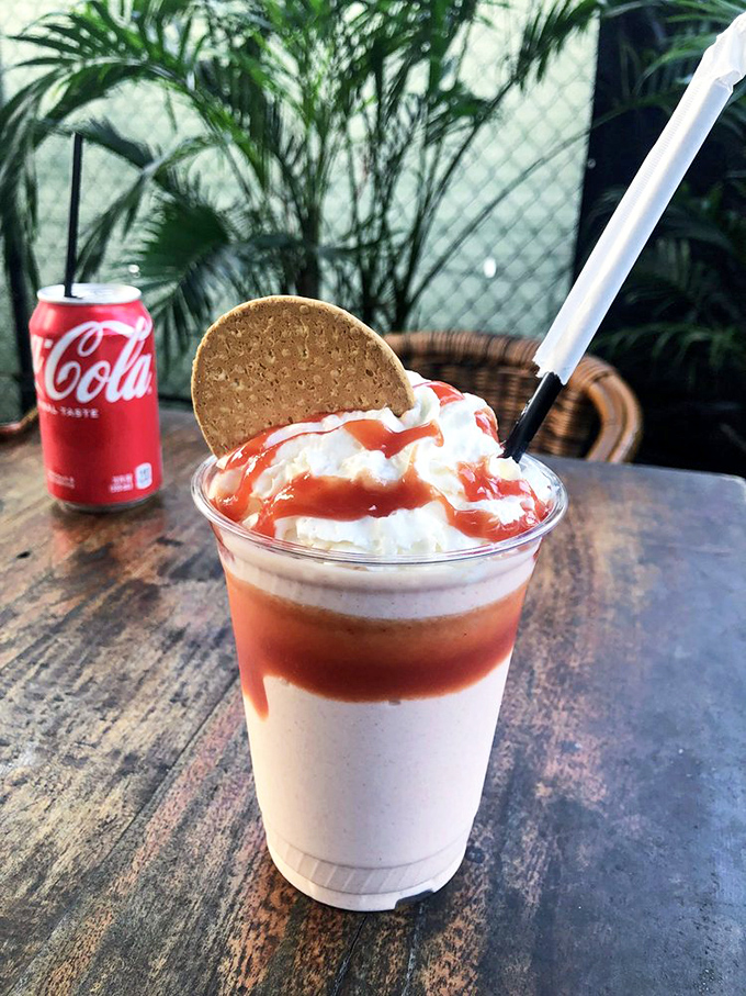 Dessert or drink? Why choose! This creamy batido topped with whipped cream and a cookie is Miami's answer to milkshake magnificence.