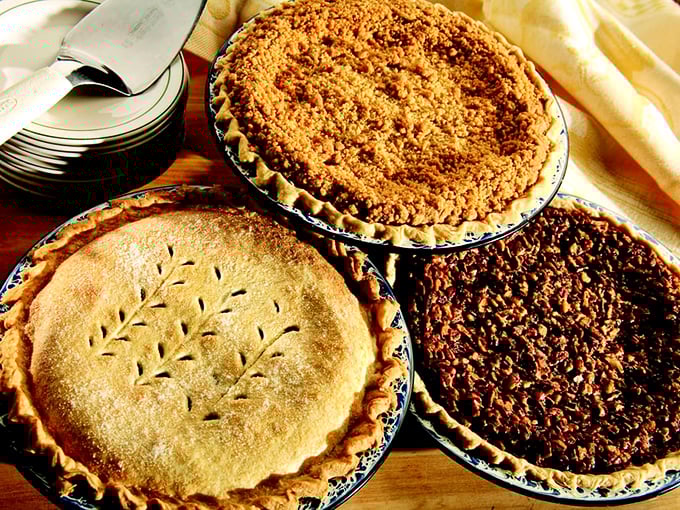 Three pies walk into a photo shoot and steal the show. That golden lattice crust isn't just baked&mdash;it's engineered for maximum happiness.
