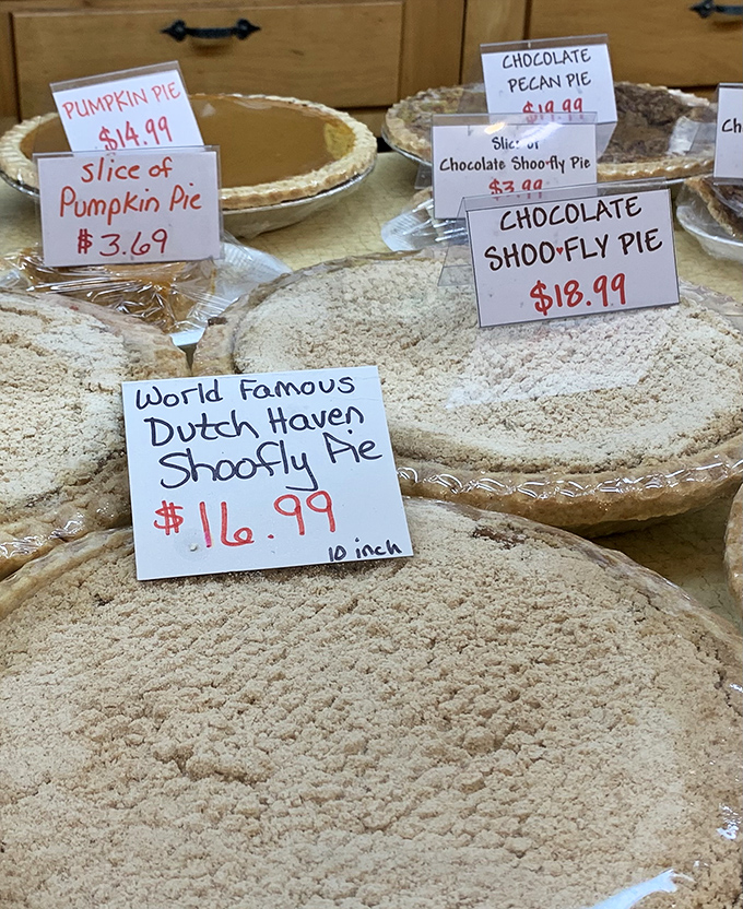 The holy grail of Pennsylvania Dutch desserts sits front and center. That crumb-topped masterpiece isn't just pie&mdash;it's an edible history lesson.