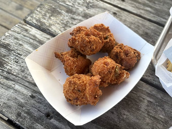 These hushpuppies aren't telling secrets, but they're whispering sweet nothings to your taste buds with every golden, crispy bite.