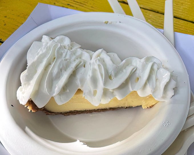This slice of Key lime pie isn't just dessert&mdash;it's Florida on a plate, with a cloud of whipped cream that deserves its own weather report.