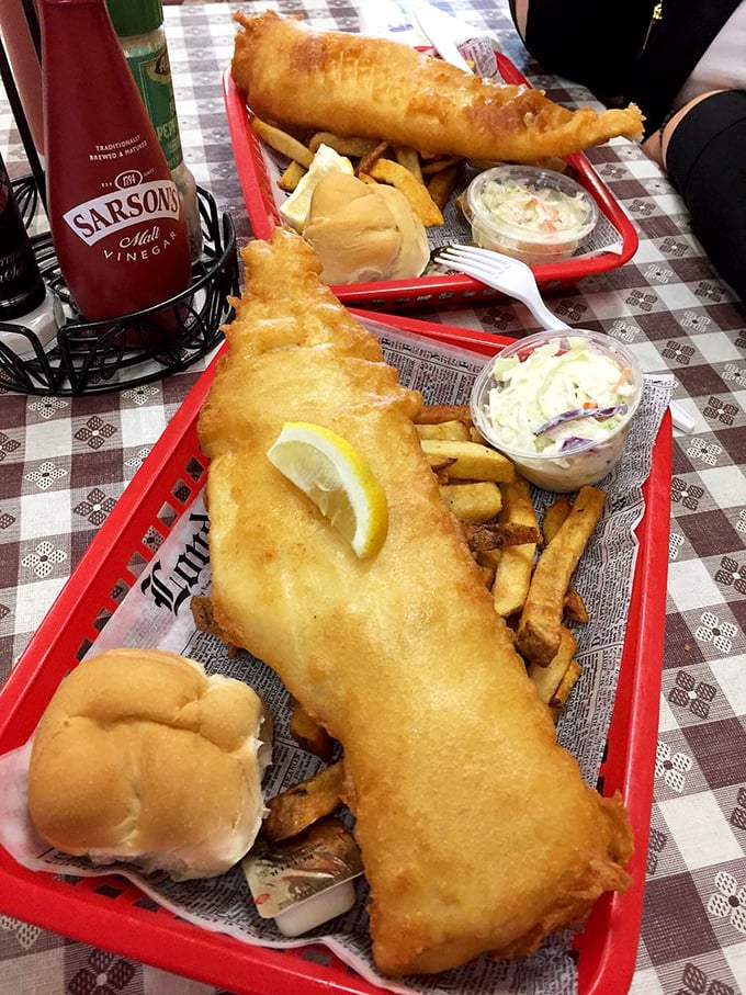 The King Fish 'n Chips doesn't just earn its royal title&mdash;it demands a curtsy. Golden-battered cod lounging majestically atop hand-cut chips with coleslaw standing guard.
