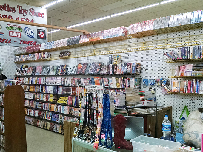 Comic book nirvana for collectors and casual readers alike. Marvel, DC, and manga share shelf space in this paper-and-ink time machine.