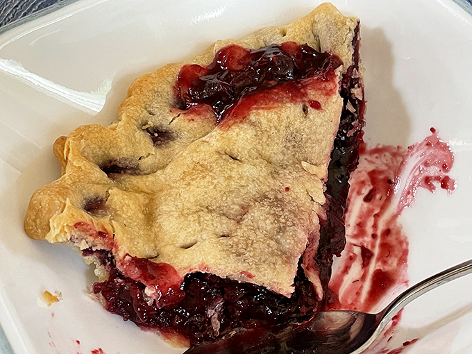 Behold the star attraction: marionberry pie with a perfectly flaky crust. That deep purple filling isn't just dessert&mdash;it's an Oregon tradition served one slice at a time.