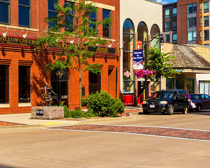 The Willow Creek sign beckons from warm brick walls that have witnessed decades of downtown life. This isn't manufactured charm&mdash;it's the real Wisconsin deal.