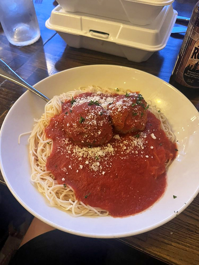 Those meatballs aren't just sitting on that spaghetti&mdash;they're holding court like tiny, delicious kings of the pasta kingdom.