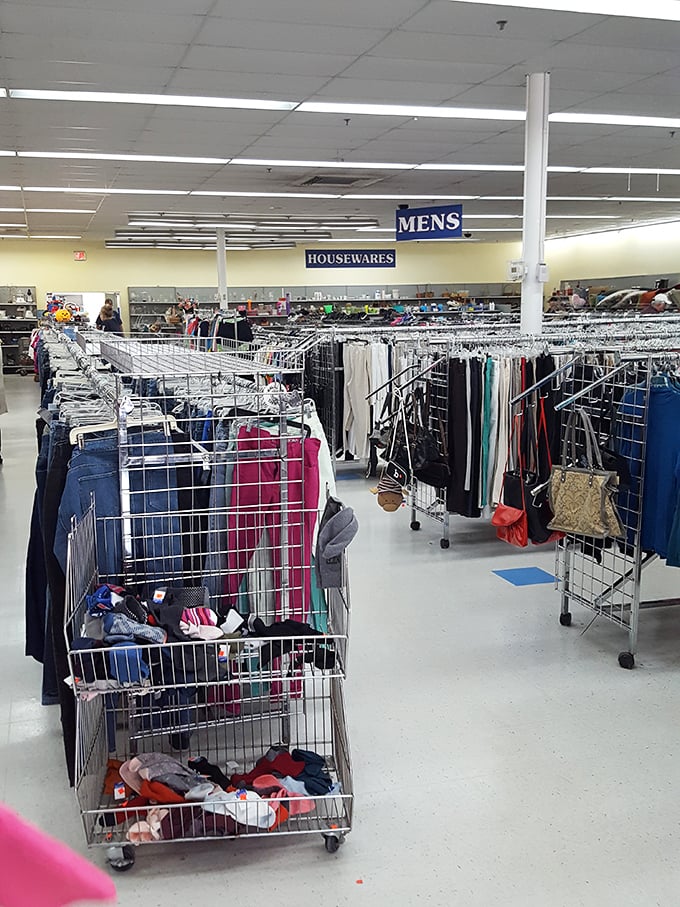 Racks upon racks of menswear possibilities! Like a sartorial scavenger hunt, the men's section offers everything from casual tees to unexpected designer finds.