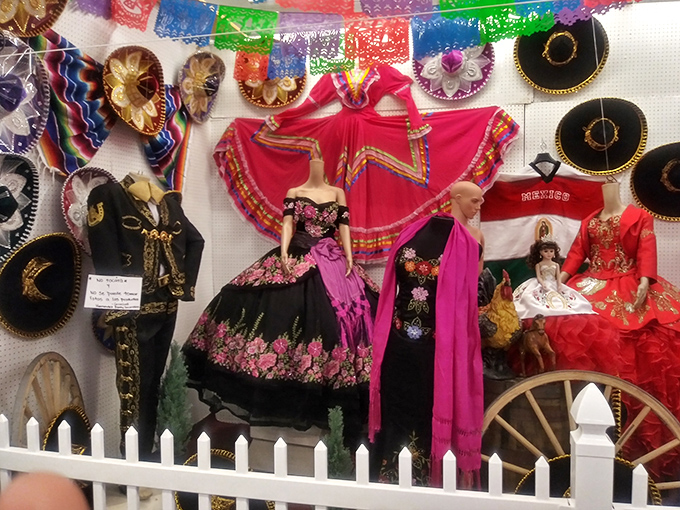 Cultural splendor on display! Traditional Mexican dresses and sombreros create a vibrant oasis of color that transports you south of the border without leaving Columbus.