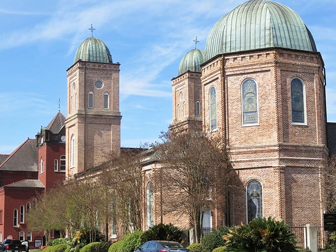 The Minor Basilica's copper domes have turned that gorgeous green that only comes with age&mdash;like fine wine or Robert Redford.