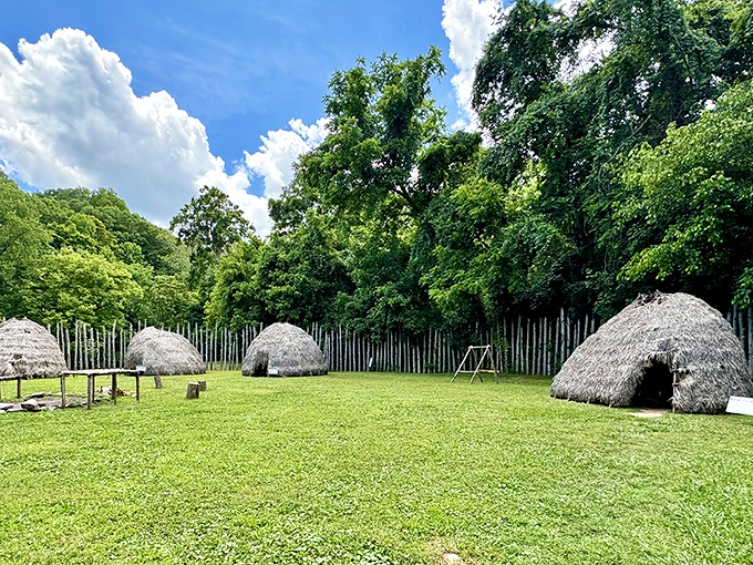 Step back in time at the Occaneechi Village reconstruction, where these traditional dwellings tell stories of the area's first inhabitants long before European settlement.