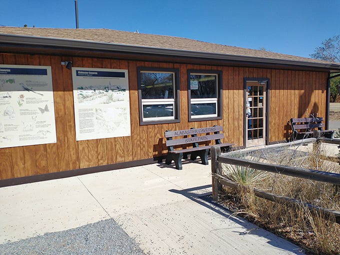 Rustic charm meets geological wonder at the visitor center. This unassuming cabin is your gateway to understanding the underground marvels waiting just steps away.