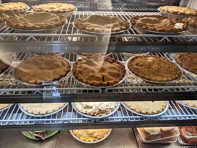 Pie paradise found! Each golden-crusted masterpiece sits patiently waiting its turn to become the highlight of someone's day&mdash;or their Instagram feed.