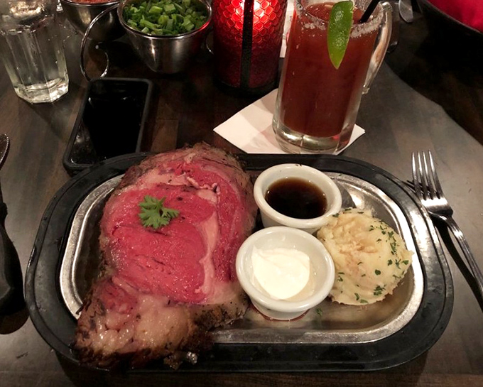 The prime rib arrives like a meaty masterpiece&mdash;perfectly pink, accompanied by jus that should be classified as a controlled substance.