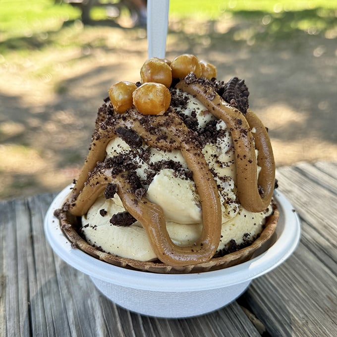 Not all sundaes are created equal. This caramel-drizzled masterpiece with cookie crumbles could make even the strictest nutritionist whisper, "Worth it."