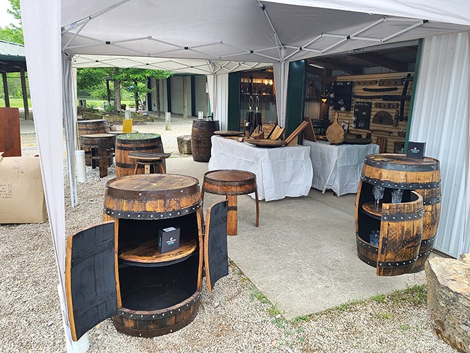 Old barrels living their best second life as rustic furniture. Wine may improve with age, but these barrels improved with imagination.