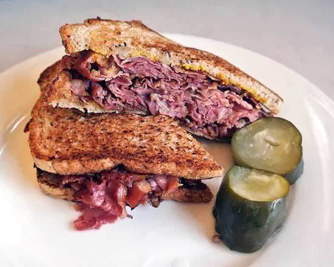 The star of the show: a perfect Reuben with meat stacked higher than my expectations, served with pickles that snap like good conversation.