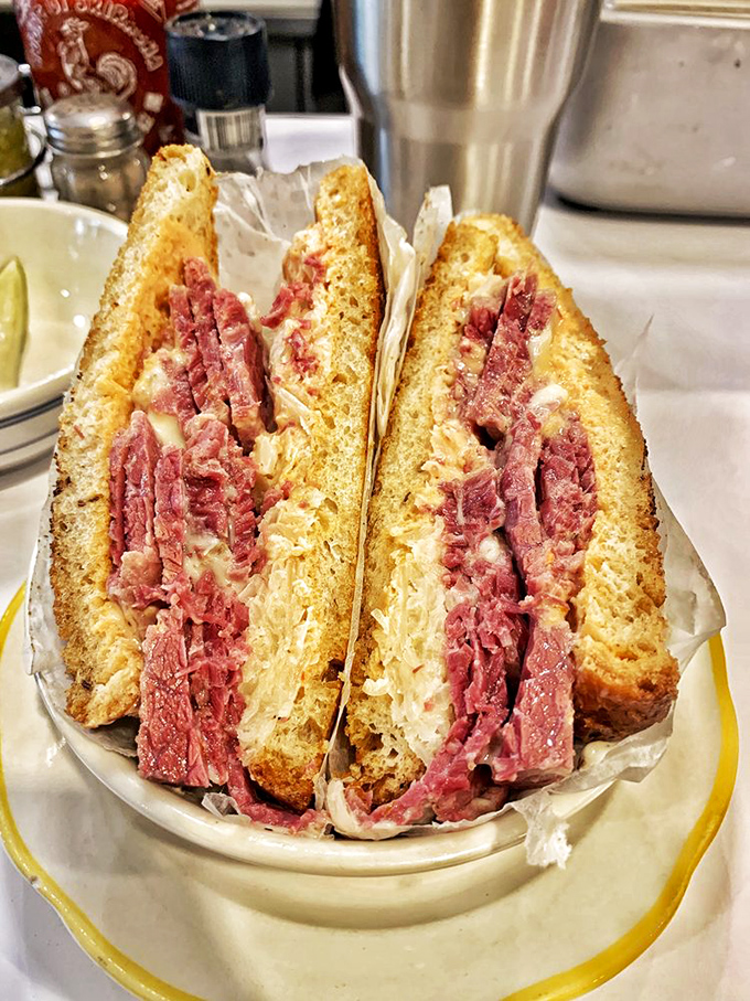 The Reuben here isn't just a sandwich&mdash;it's architecture. Layers of corned beef and sauerkraut create a skyscraper of flavor that demands to be photographed before eaten.
