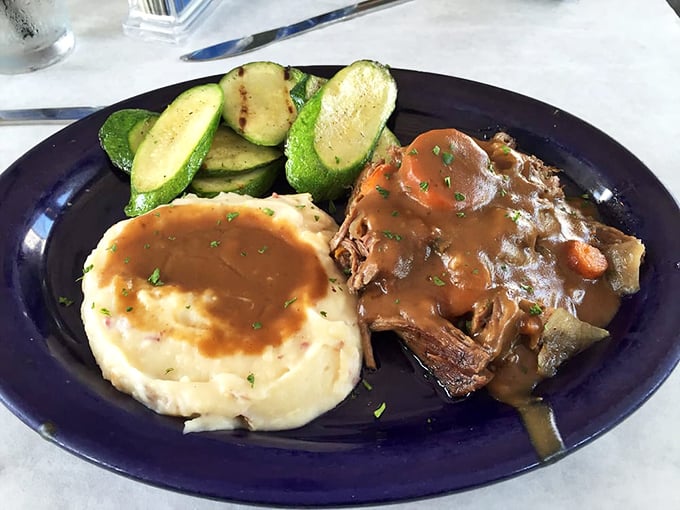 Pot roast that doesn't just fall apart&mdash;it surrenders completely. Those mashed potatoes aren't just a side dish; they're the perfect canvas for that rich, savory gravy.