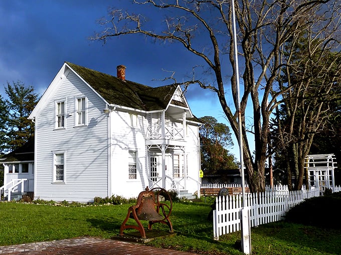 This pristine white farmhouse at the San Juan Historical Museum whispers tales of island life past, complete with white picket fence that practically screams "simpler times."