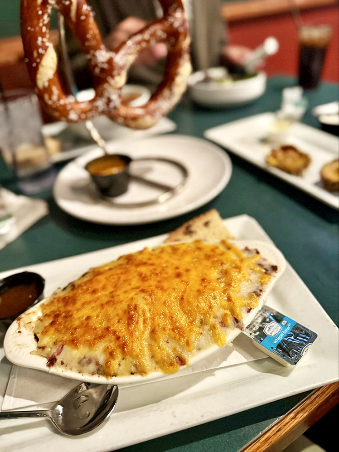 Golden-topped shepherd's pie arrives bubbling hot, proving some comfort foods transcend all cultural boundaries beautifully.