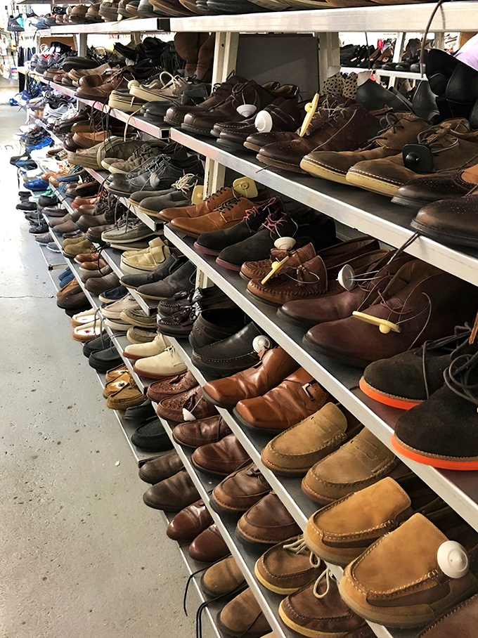 Men's shoes lined up like eager contestants on a dating show, each hoping to find their perfect match.