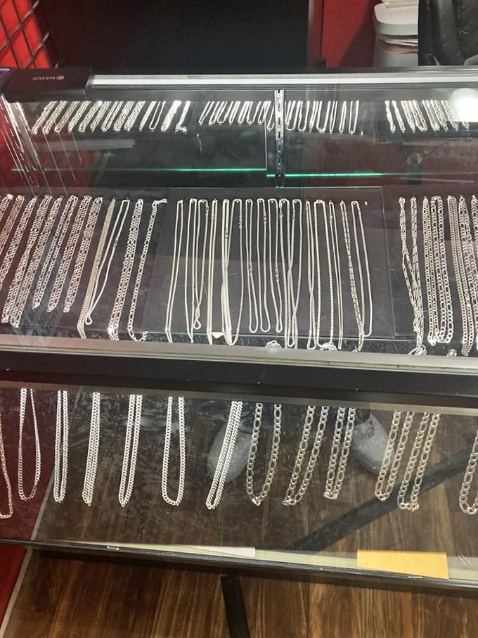 Silver chains gleaming under glass, waiting to adorn necks or wrists. This jewelry case holds affordable bling for every occasion&mdash;from quincea&ntilde;eras to first dates.