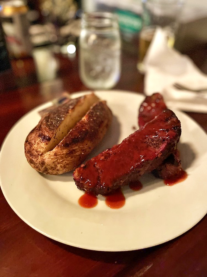 That glistening meatloaf with its rootbeer glaze sitting beside a perfectly baked potato? This is what food dreams are made of.