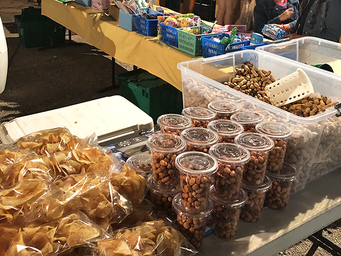 These carefully arranged nuts and treats prove that even snack shopping can be an art form worth savoring.