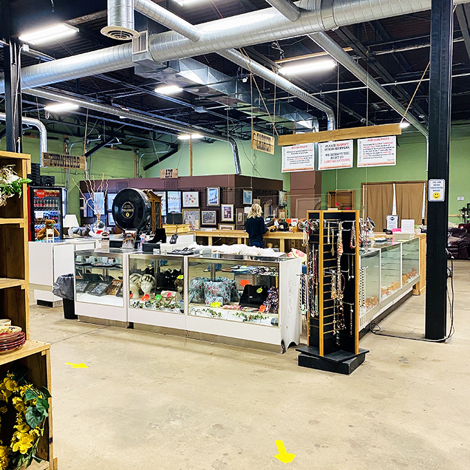 The jewelry counter sparkles with possibility. One person's forgotten accessory becomes another's statement piece in this cycle of community giving. 