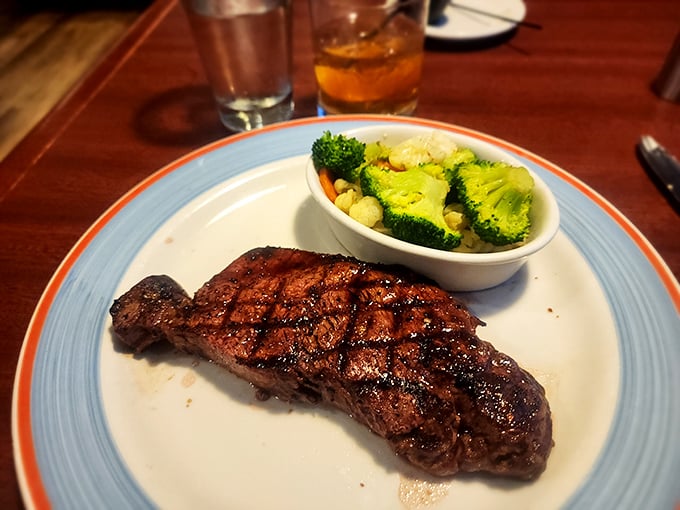 This perfectly seared steak with its crosshatch grill marks is basically meat architecture. The vibrant broccoli provides a fresh counterpoint.