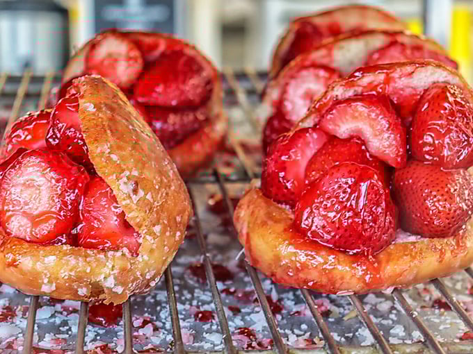 These strawberry-stuffed masterpieces aren't just donuts; they're California's agricultural bounty having its most glorious moment in the spotlight.