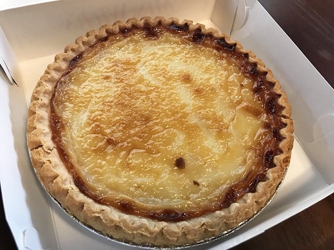 The legendary sugar cream pie &ndash; Indiana's official state pie &ndash; glistening with sweet promise. One bite explains why people cross county lines.