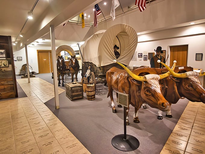 The Teton Valley Historical Museum doesn't just preserve history &ndash; it brings it to life. These ox-drawn covered wagons tell the story of pioneers who thought, "Mountains? What mountains?"