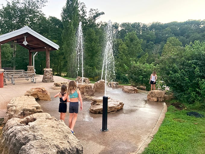 Splash zone alert! The park's playful water feature turns ordinary afternoons into memory-making moments, proving simple joys are often the most refreshing.
